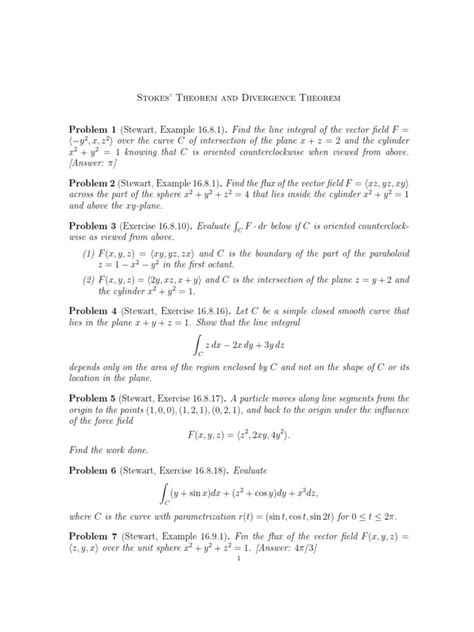Stokes Theorem And Divergence Theorem Pdf Flux Divergence