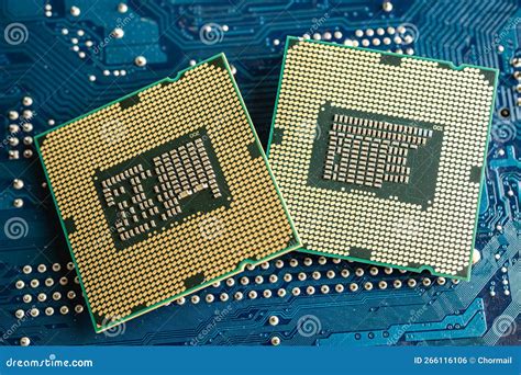 Cpu Central Processor Unit Chip Chip On Circuit Board In Pc And Laptop Computer Technology