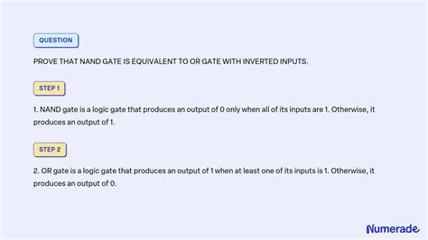 solved prove that nand gate is equivalent to or gate with inverted inputs