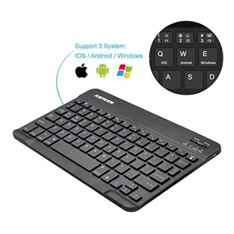 Arteck Hb030b Universal Slim Portable Wireless Bluetooth 3 0 7 Colors Backlit Keyboard