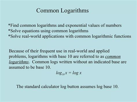 Common natural logarithms | PPT | Physics | Science