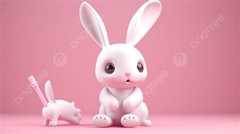 핑크 배경 쇼케이스 사랑스러운 3d 토끼 장난감 모델 렌더링 아기 인형 아기 놀이 장난감 배경 배경 일러스트 및 사진 무료