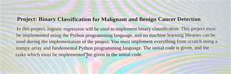 Solved Project Binary Classification For Malignant And Benign Cancer