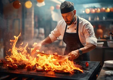 Premium Ai Image A Professional Chef Demonstrating Barbecue Techniques At A Cooking Class