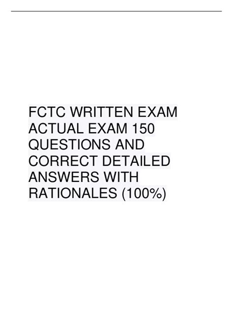 Fctc Written Exam Actual Exam 150 Questions And Correct Detailed Fctc Written Exam Actual Exam 150 Questions And Correct Detailed