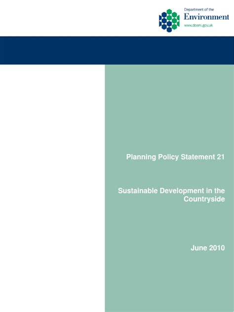 Planning Policy Statement 21 Pps21 Sustainable Development In The