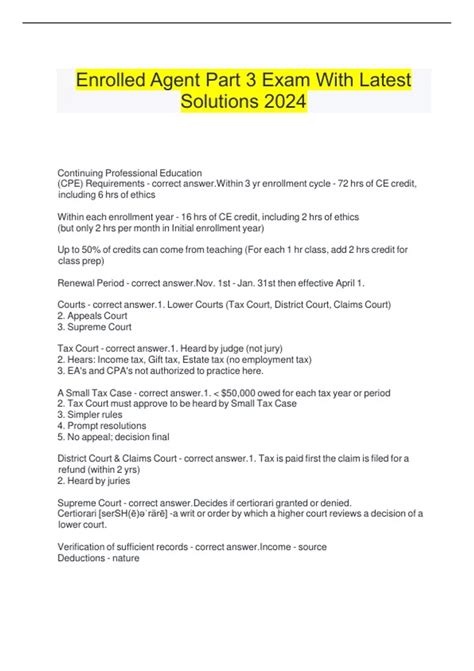 Enrolled Agent Part 3 Exam With Latest Solutions 2024 Enrolled Agent Stuvia Uk