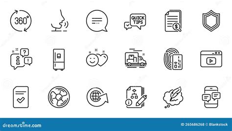Outline Set Of Security Checked File And Quick Tips Line Icons For Web Application For Design