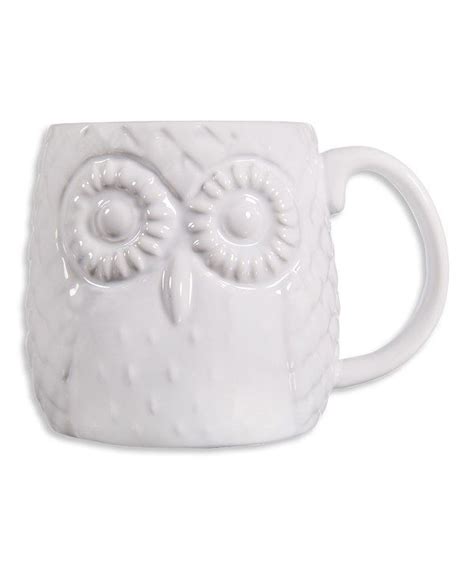 White Embossed Owl Mug Owl Mug Mugs Ceramic Owl