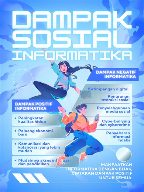 Poster Infografis Dampak Sosial Informatika Ilustratif Biru Dan Putih Pdf