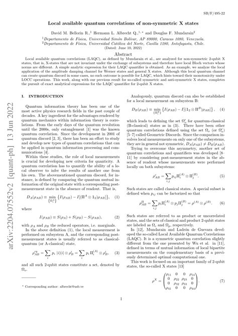Pdf Local Available Quantum Correlations Of Non Symmetric X States
