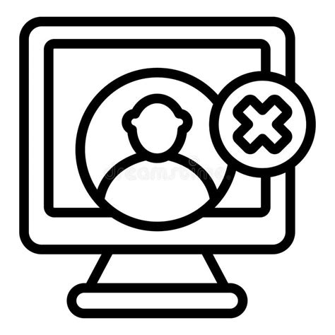 Computer Lock Icon Outline Vector User Cyber Stock Vector