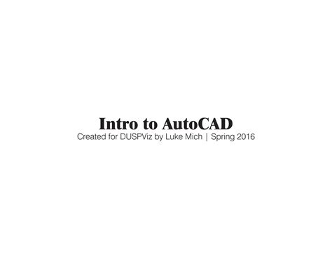 Intro To AutoCAD PDF