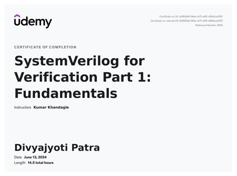 Completed Systemverilog Course On Udemy Divyajyoti Patra Posted On