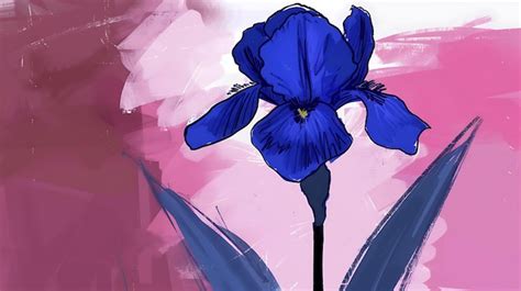 Blue Iris Flower On A Pink Background Premium Ai Generated Image