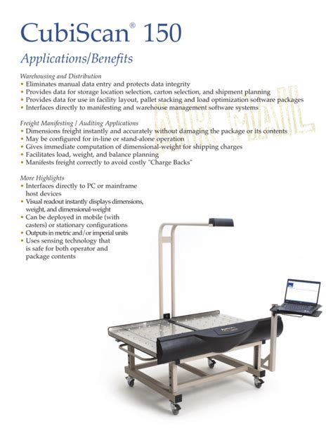 Cubiscan 150 Applications Benefits