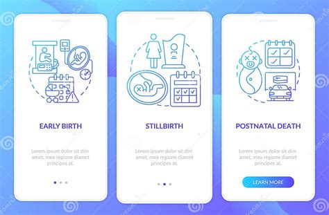 Maternity Leave Entitlement Blue Gradient Onboarding Mobile App Page Screen Stock Vector