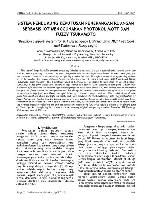 pdf sistem pendukung keputusan penerangan ruangan berbasis iot menggunakan protokol mqtt dan