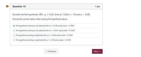 Solved Consider The Null Hypothesis H P Given Chegg