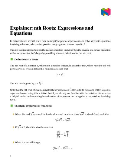 Nth Root Theorem Worksheet Live Worksheets Worksheets Library
