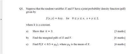 Solved Q Suppose That The Random Variables X And Y Have A Chegg