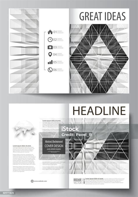 Bi에 대 한 비즈니스 템플릿 브로셔 잡지 전단지 책자 나 보고서를 접어 디자인 서식 파일 A4 크기의 벡터 레이아웃을 커버 무한 배경 사각형을 형성 하는 깊이 관점의 환상
