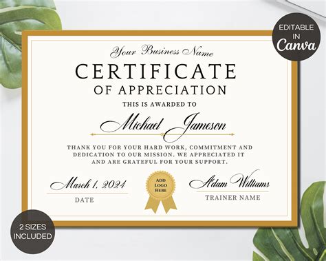 Certificate Of Thanks And Appreciation Template