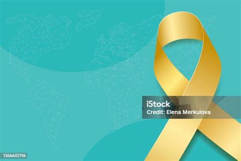 국제 소아 암 인식의 날 개념 골드 리본 인식 및 텍스트 배너 벡터 그림입니다 암에 대한 스톡 벡터 아트 및 기타 이미지 암 어린 시절 암세포 Istock