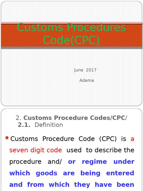 Customs Procedure Code Guide Pdf Customs Computing
