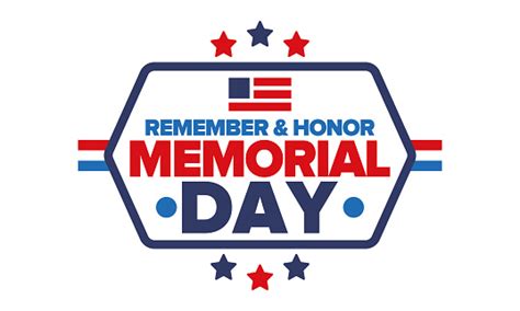 미국에서 현충일 기억하고 명예 미국 군대에서 복무하던 중 사망한 사람을 기억하고 명예롭게 하는 연방 공휴일 5 월에 축하 벡터 포스터 미국 메모리얼 데이에 대한 스톡 벡터