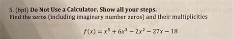 Solved 5 6pt Do Not Use A Calculator Show All Your