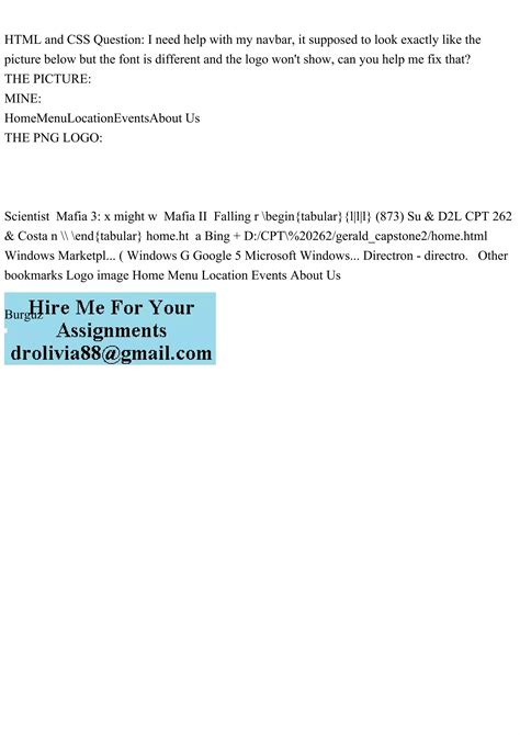 Html And Css Question I Need Help With My Navbar It Supposed To Lopdf