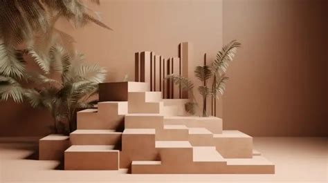 Premium Background Image With Plants A Modern Brown Geometry Concept