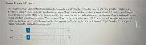 Solved In A Large Centrifuge Used For Training Pilots And Chegg