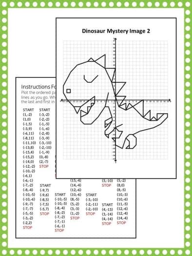 Free Dinosaur Math Coordinate Graphing Mystery Pictures Plotting