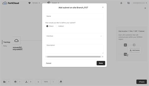 Adding A Subnet For The Site Overlay As A Service 24 2 0 Fortinet