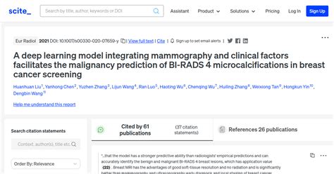 Citation Report A Deep Learning Model Integrating Mammography And