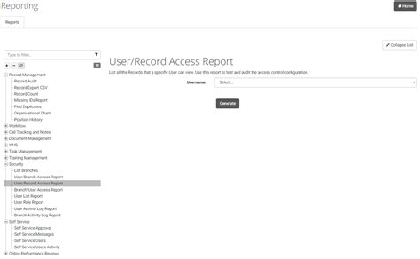 User Record Access Report EnableHR