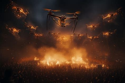 Premium Ai Image Swarm Of Drones Forming Dynamic Patterns For Enter 00667 00