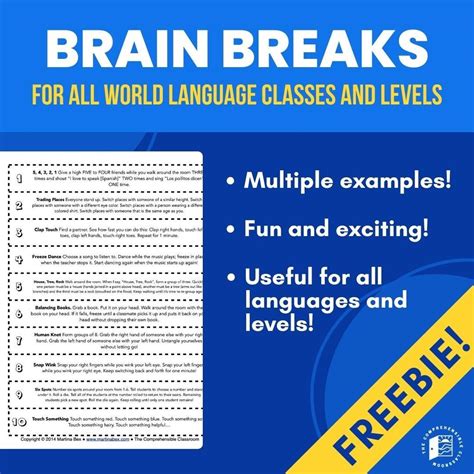 The Comprehensible Classroom Brain Breaks For World Languages