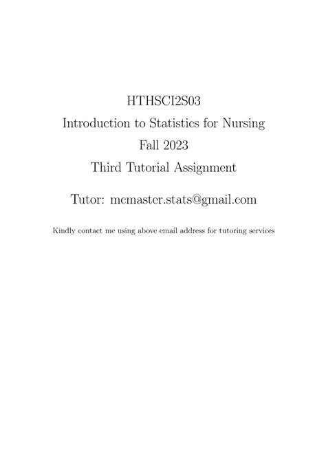 Fall 2023 Third Tutorial Assignment Hthsci2s Introduction To