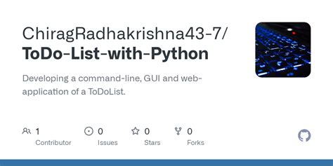 GitHub ChiragRadhakrishna ToDo List With Python Developing A