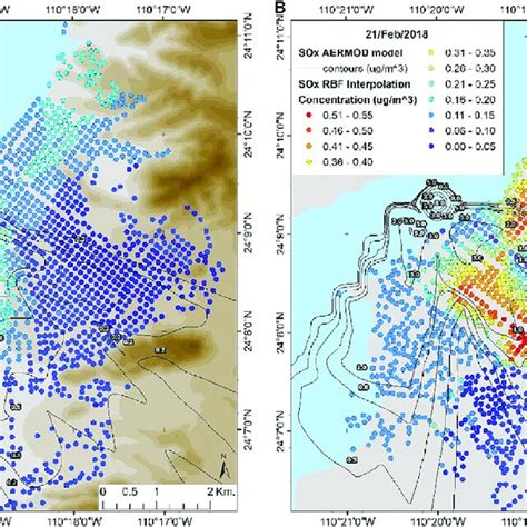 spatial comparison between the aermod model and rbf interpolation