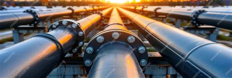 Premium Photo Close Up Of Industrial Plant Pipeline And Support