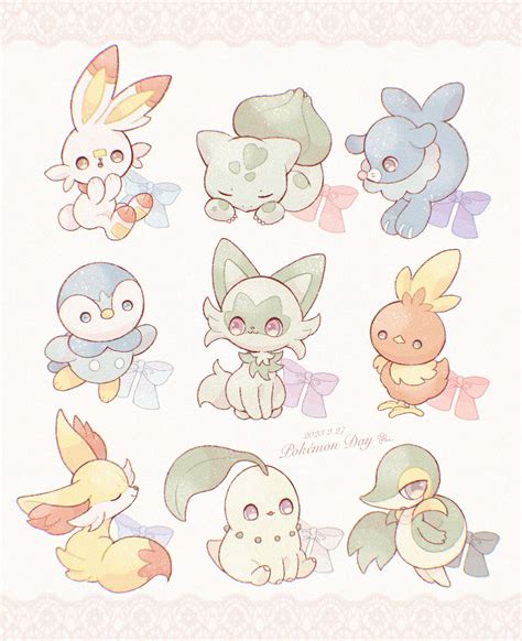 One Chirufhy Bulbasaur Chikorita Fennekin Piplup Popplio Scorbunny Snivy Sprigatito