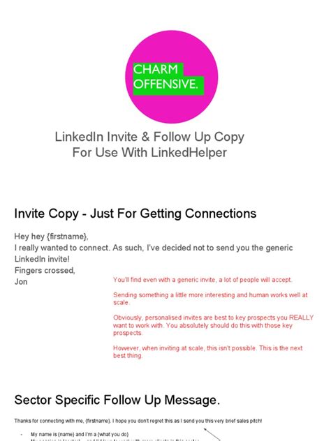linkedin invite messaging templates pdf