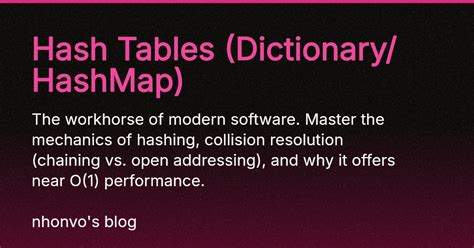 Hash Tables Dictionaryhashmap