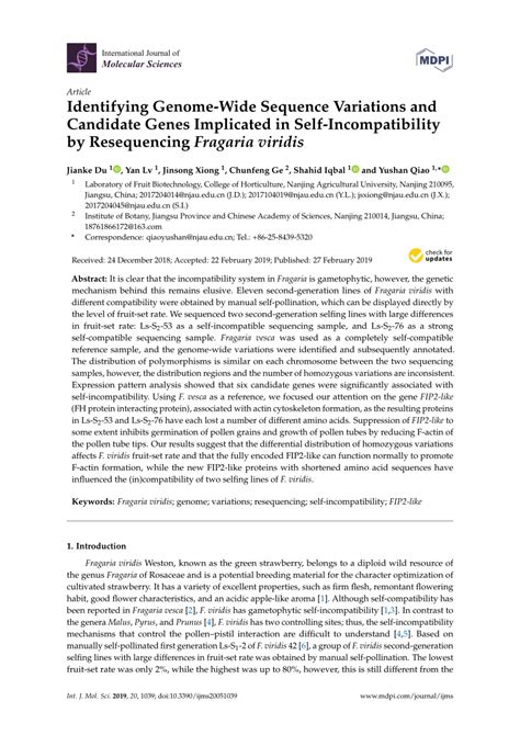 Pdf Identifying Genome Wide Sequence Variations And Candidate Genes Implicated In Self