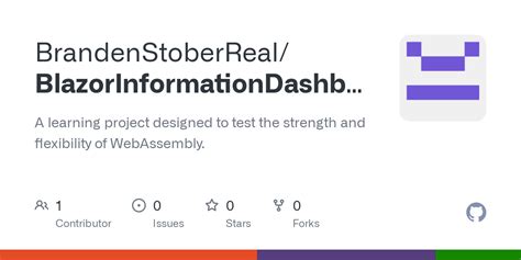 Github Brandenstoberreal Blazorinformationdashboard A Learning Project Designed To Test The