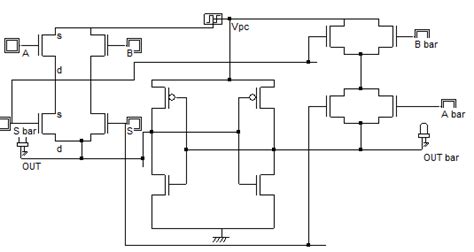 a 2 1 multiplexer using pfal logic timing simulation of the above 2 1